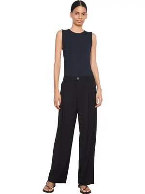 Vince Drop-waist Pleated Crepe Trousers - Black