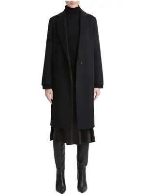 Vince Classic Wool-blend Straight Coat - Black