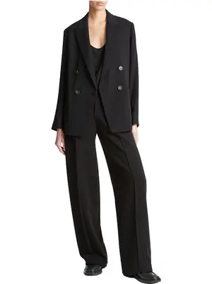 Vince Crepe Double-breasted Blazer - Black