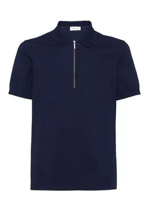 FERRAGAMO Polo With Zip Collar Blue