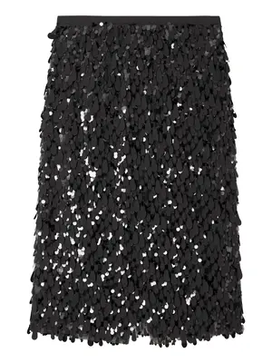 Brunello Cucinelli Embellished Wool-blend Midi Skirt - Black