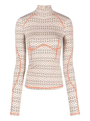 Patrizia Pepe Monogram High-neck T-shirt - Neutrals