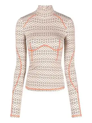 Patrizia Pepe Monogram High-neck T-shirt - Neutrals