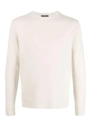 ROBERTO COLLINA Crew-neck Merino-cashmere Jumper - Neutrals
