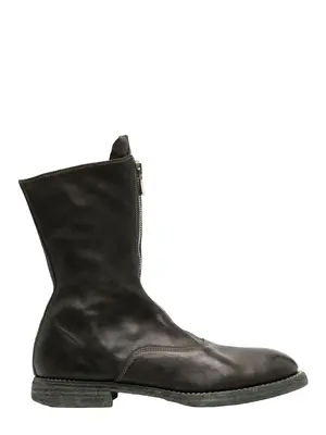 Guidi Polished Leather Zip-up Boots - Green
