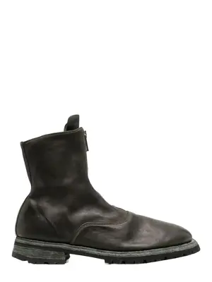 Guidi Zip-up Leather Ankle Boots - Green