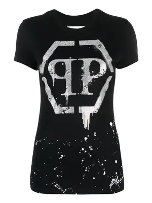 Philipp Plein Crystal-embellished Logo T-shirt - Black