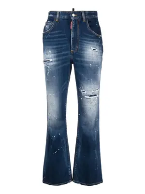 Dsquared2 Ripped Flared Cropped Jeans - Blue