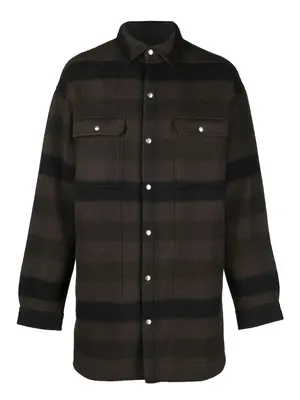 Rick Owens Striped Drop-shoulder Shirt Jacket - Brown