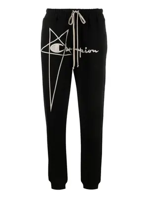 Rick Owens Logo-embroidered Track Pants - Black