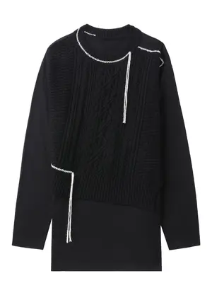 Y’s Decorative-stitch Long-sleeve Jumper - Black
