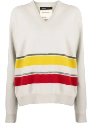 Frenckenberger Striped Cashmere Jumper - Grey