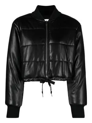 MSGM Padded Cropped Faux-leather Jacket - Black