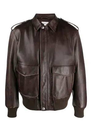 Bally Cargo-pockets Leather Bomber Jacket - Brown