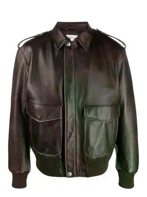 Bally Cargo-pockets Leather Bomber Jacket - Brown