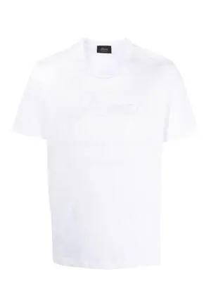 Brioni Logo-appliqué Cotton T-shirt - White