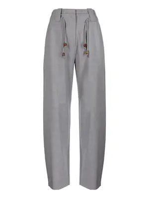 GANNI Drawstring-waist Straight-leg Trousers - Grey