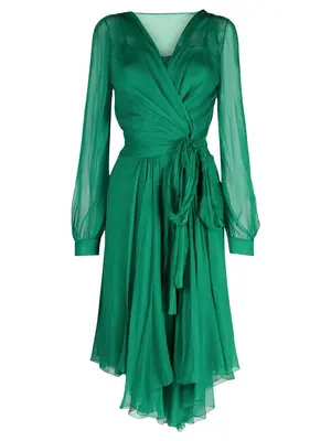 ALBERTA FERRETTI Asymmetric Silk Wrap Dress