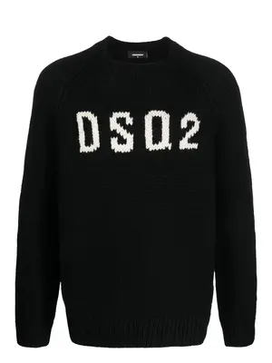Dsquared2 Logo Intarsia-knit Wool Jumper - Black