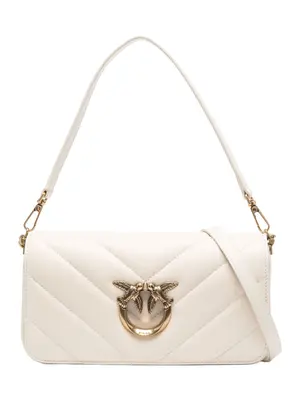 Pinko Love Birds Quilted Leather Shoulder Bag - Neutrals