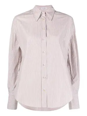 BRUNELLO CUCINELLI Pinstriped Cotton-blend Shirt