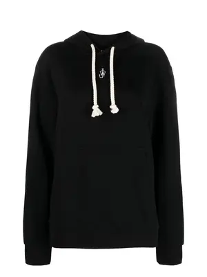 JW Anderson Logo-embroidered Cotton Blend Hoodie - Black