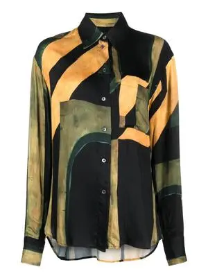 LOUISA BALLOU Abstract-pattern Button-up Shirt - Yellow