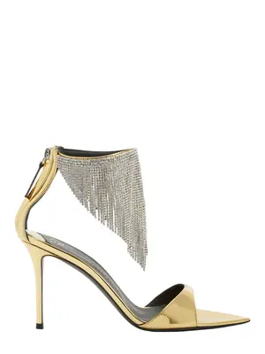 GIUSEPPE ZANOTTI 90mm Intriigo Crystal Sandals - Gold