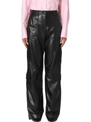 MSGM Synthetic Leather Cargo Pants - Black