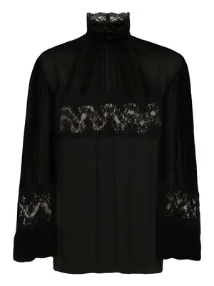 DOLCE & GABBANA Dolce & Gabbana Lace-Embellished High-Neck Blouse