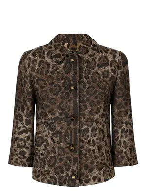 Dolce & Gabbana Leopard Jacquard Jacket - Brown