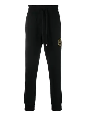 Versace Logo-embroidered Cotton Track Trousers - Black