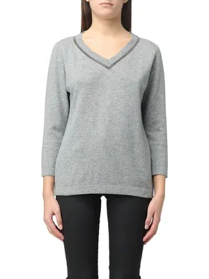 Fabiana Filippi Fabiana Filippi V-Neck Fine Knit Sweater Grey