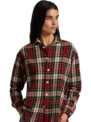 Ralph Lauren Relaxed Fit Plaid Cotton Twill Shirt - Red/white
