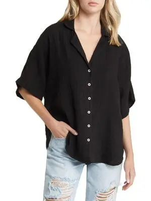 Rip Curl Premium Surf Cotton Gauze Button-up Shirt - Black