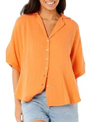 Rip Curl Rip Curl Premium Surf Cotton Gauze Button-up Shirt Light Orange