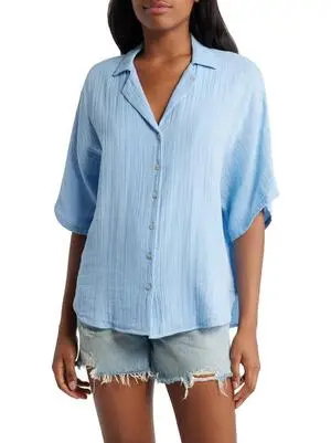 Rip Curl Premium Surf Cotton Gauze Button-up Shirt - Mid Blue