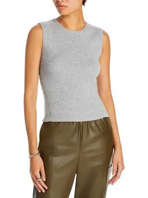 Derek Lam 10 Crosby Ariana Ribbed Muscle Top - Marl Grey