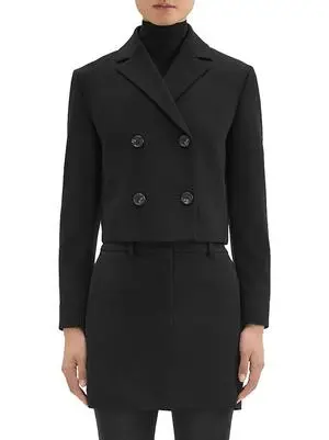 Theory Admiral Double Breasted Crop Jacket Black