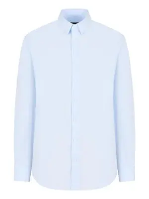 Giorgio Armani Stretch Fabric Shirt With Collar Stays - Light_blue