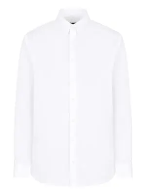 Giorgio Armani Stretch Fabric Shirt With Collar Stays - White