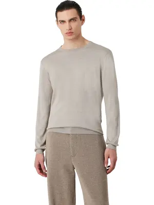 Giorgio Armani GIORGIO ARMANI Long-Sleeved Crew-Neck Jumper Light Green