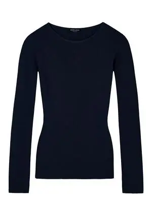 Giorgio Armani Links-stitch Viscose Jumper - Navy Blue