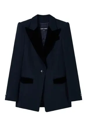 Giorgio Armani Barathea Wool And Velvet Jacket - Patterned