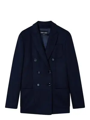 Giorgio Armani Virgin Wool And Cashmere Double-breasted Jacket - Navy_blue
