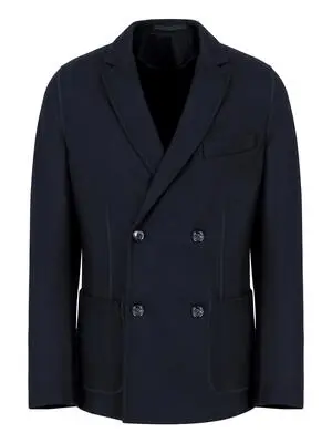 Giorgio Armani Icon Double-breasted Cashmere Interlock Jacket - Navy Blue