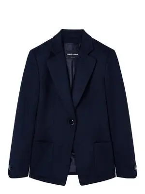 Giorgio Armani Single-breasted Virgin Wool And Cashmere Jacket - Navy Blue