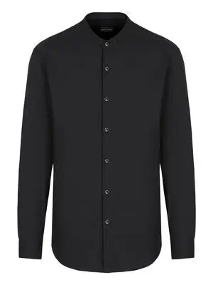 Giorgio Armani Plain-knit Stretch Cotton Icon Shirt - Black