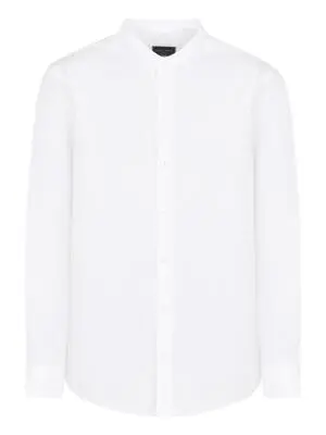 Giorgio Armani Plain-knit Stretch Cotton Icon Shirt - White