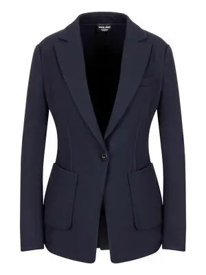Giorgio Armani Single-breasted Cashmere Jacket - Navy Blue